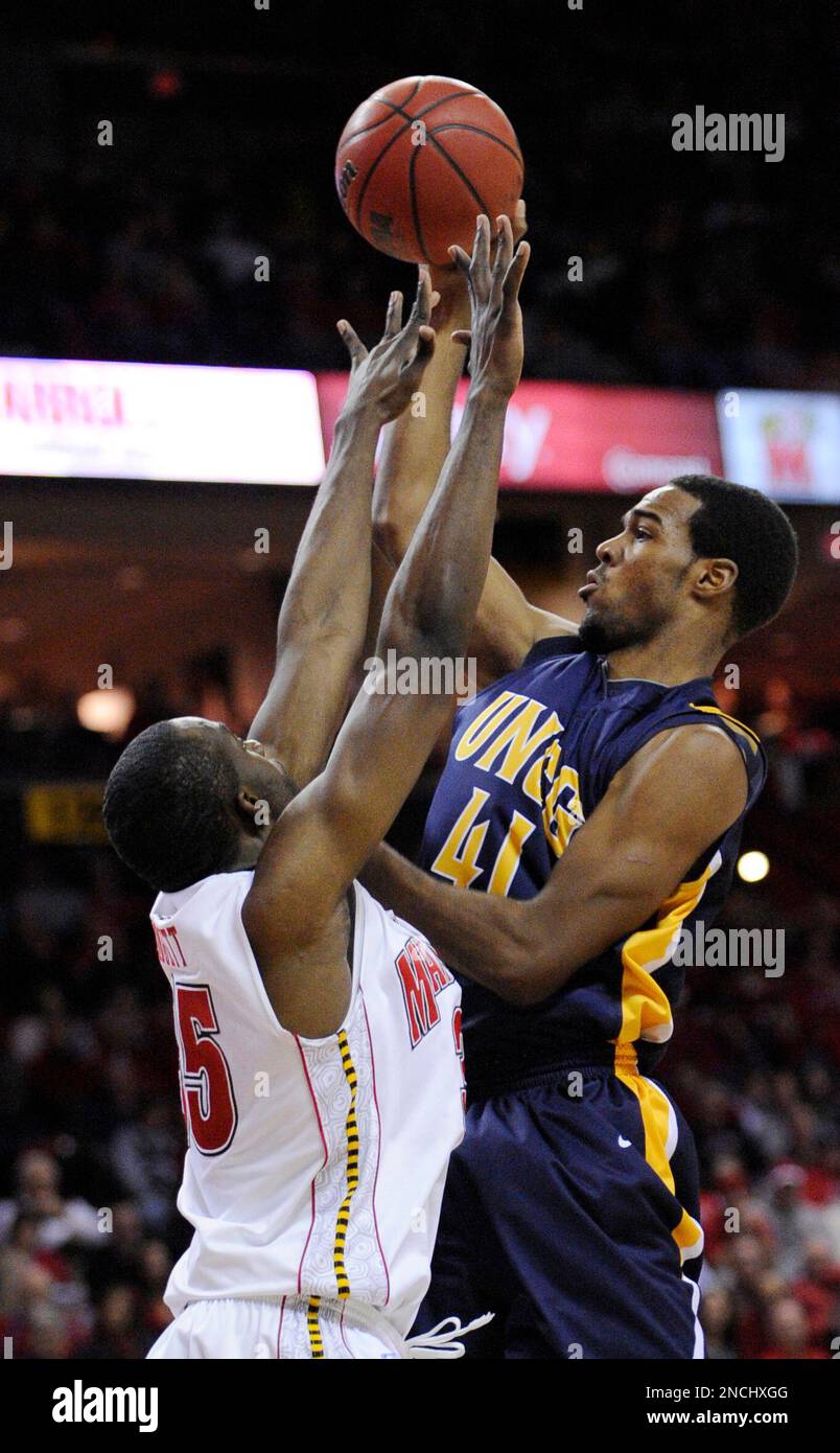 North Carolina-Greensboro forward Aaron Brackett (41) takes a shot ...