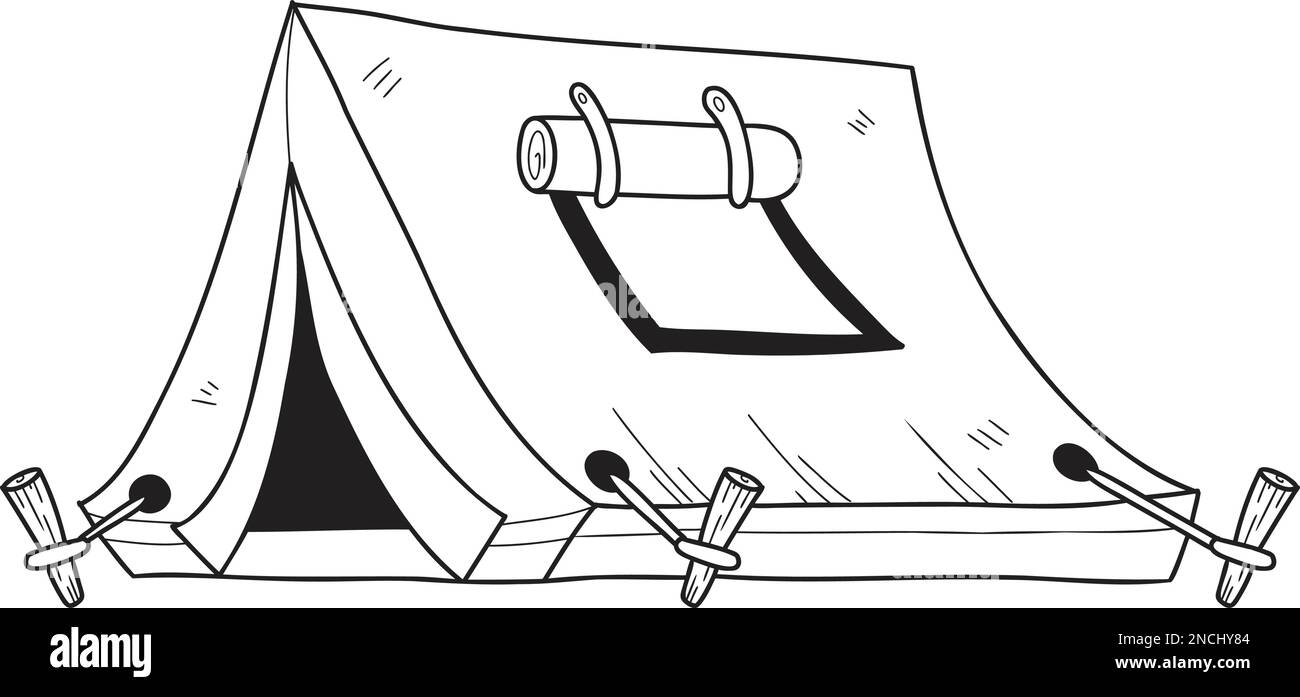 Hand Drawn tent for camping illustration in doodle style isolated on ...