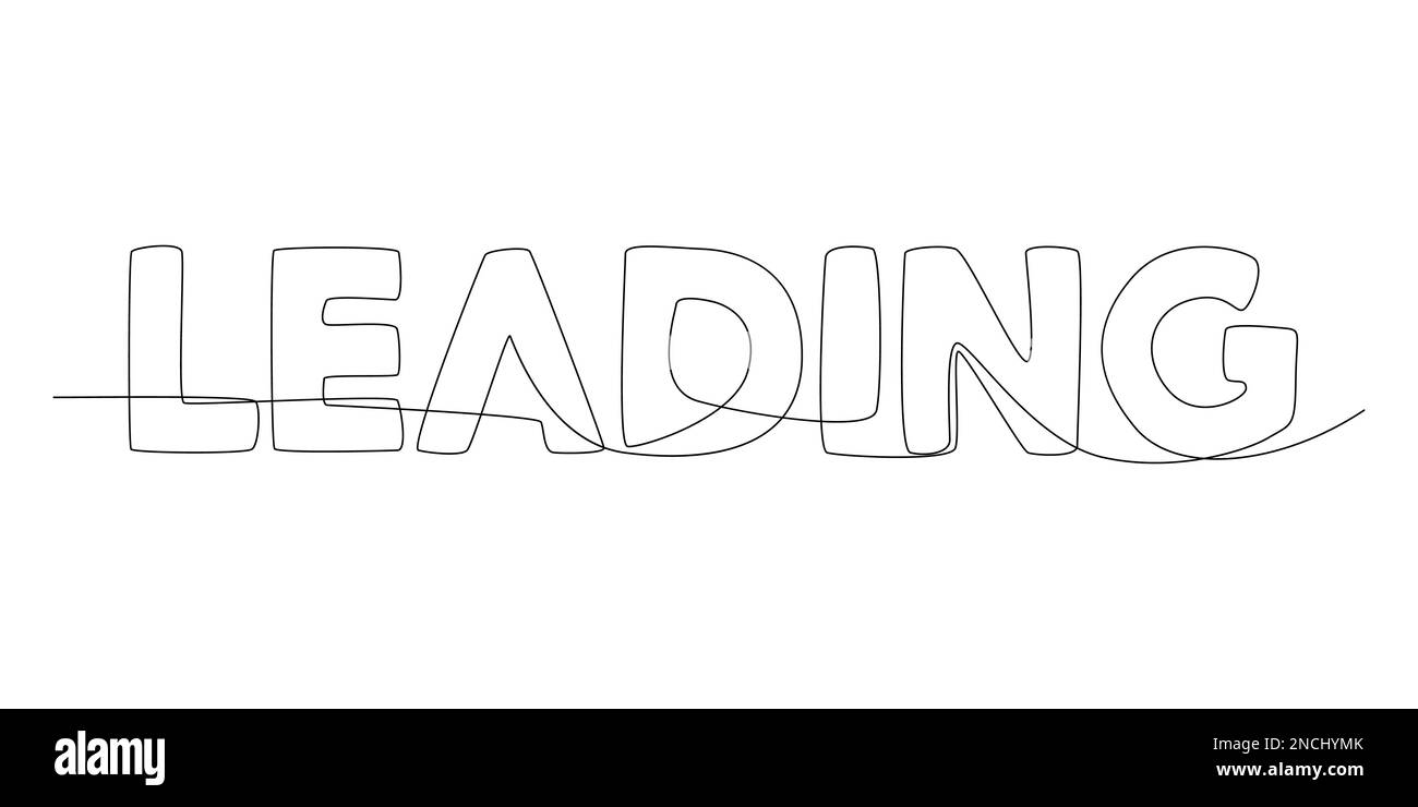 One Continuous Line Of Leading Word Thin Line Illustration Vector