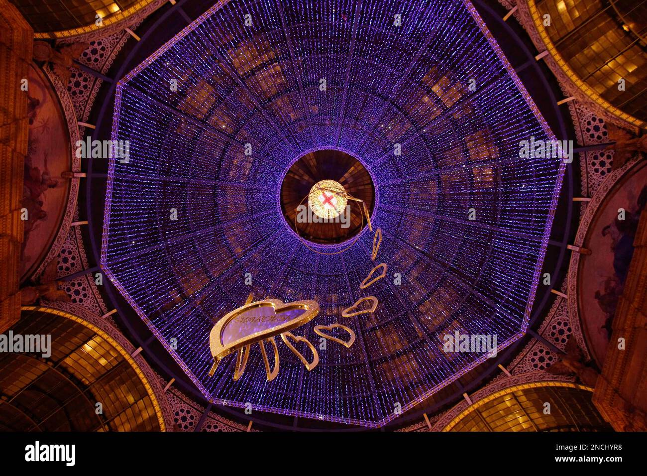 A light installation illuminates the dome of the Vittorio Emanuele ...