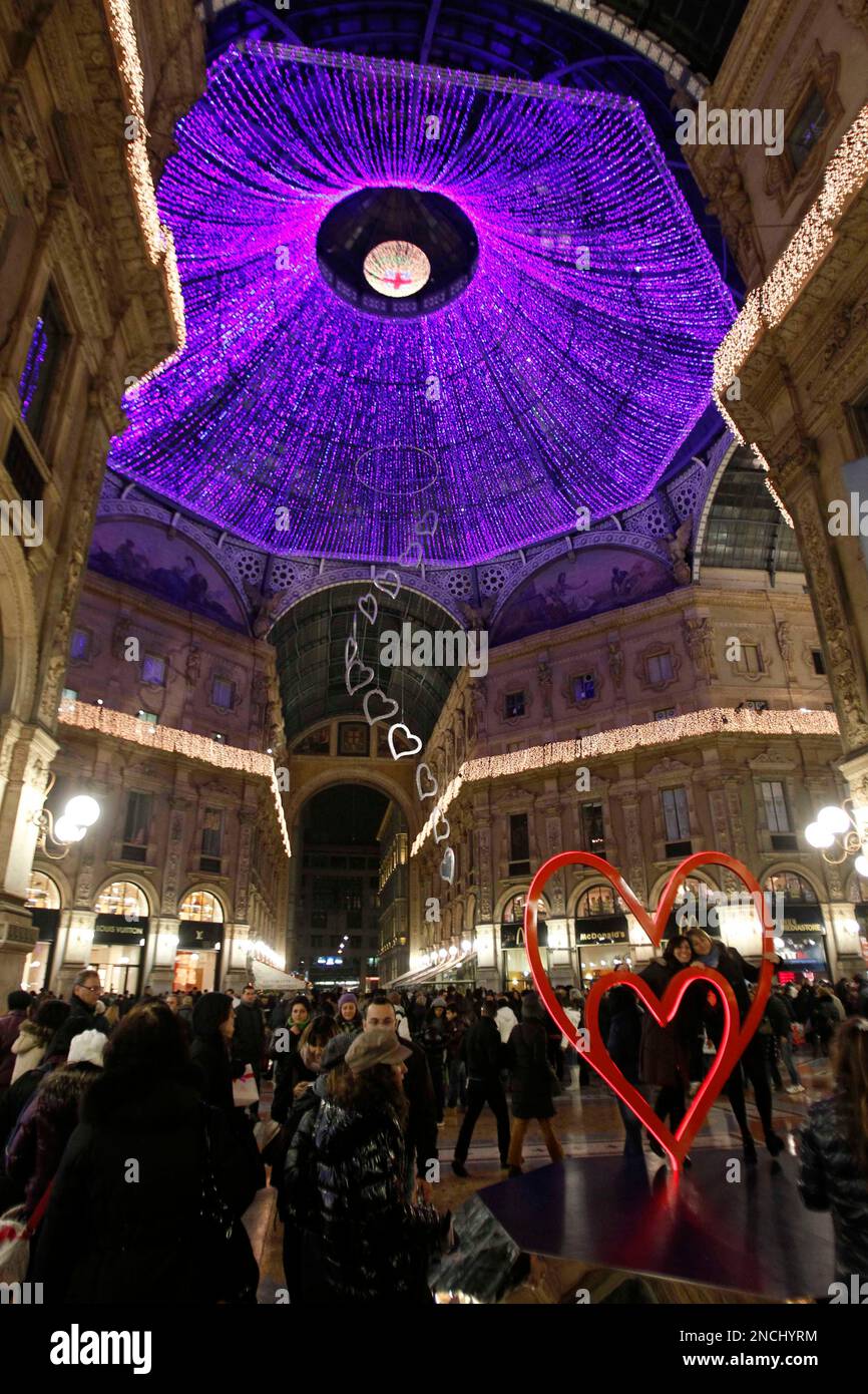A lights installation illuminate the Vittorio Emanuele gallery as part ...