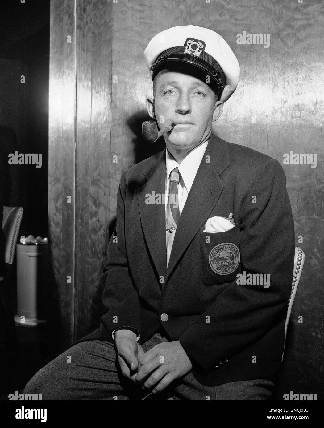 Bing Crosby, attending a bon voyage party in New York on April 13, 1950 prior to sailing on the ...