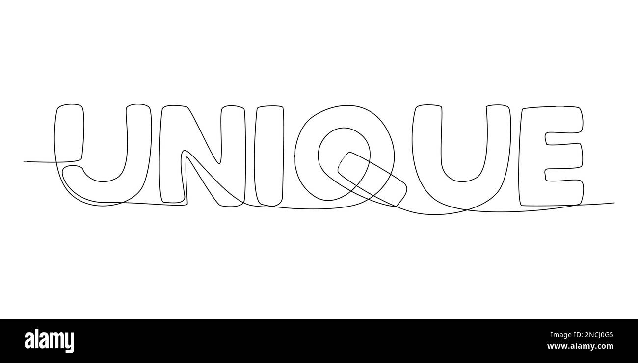 One continuous line of Unique word. Thin Line Illustration vector ...