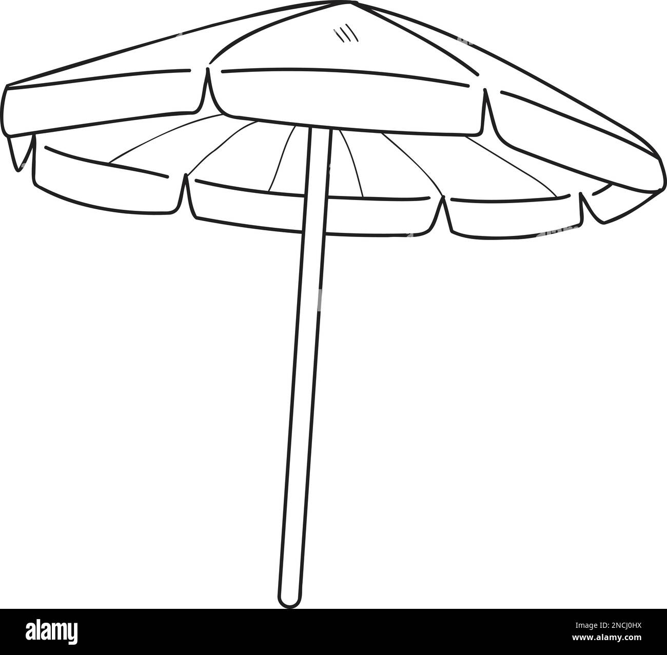 Hand Drawn Beach Umbrella Illustration In Doodle Style Isolated On