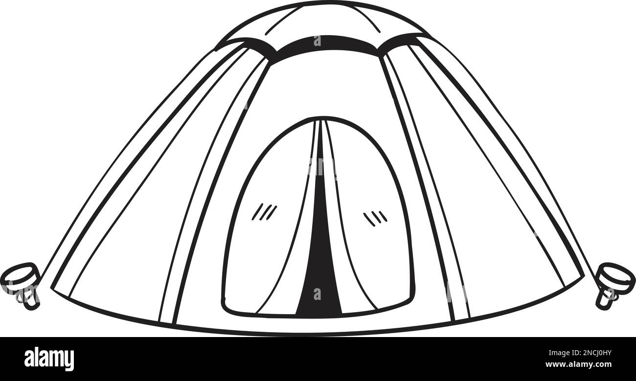 Hand Drawn tent for camping illustration in doodle style isolated on ...