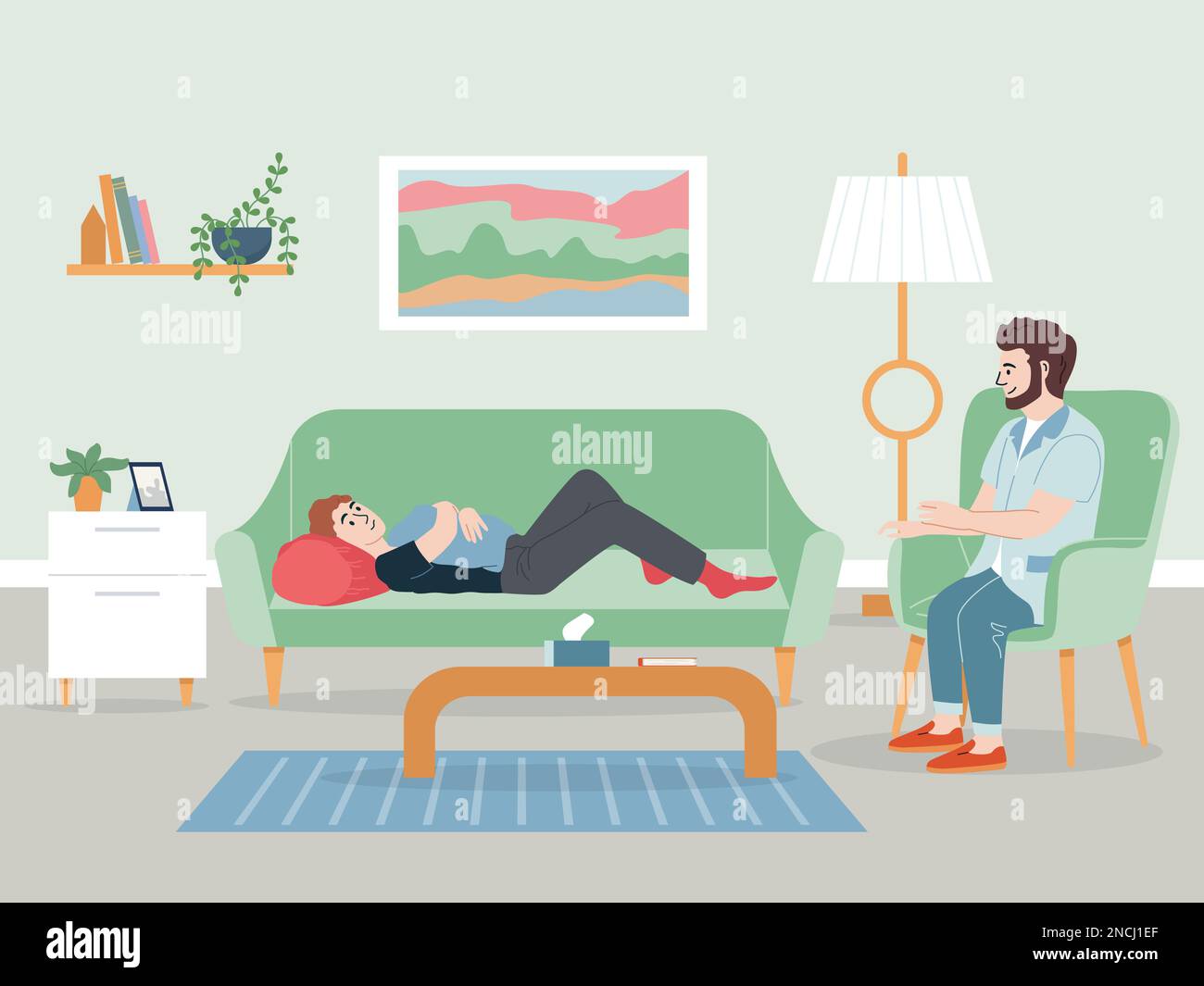 Child psychologist flat scene with therapist consulting teenager vector ...