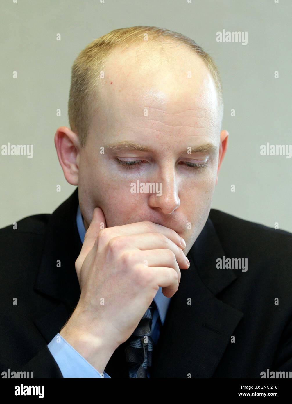 Nathan Nicholson speaks to reporters during an interview Tuesday, Dec ...
