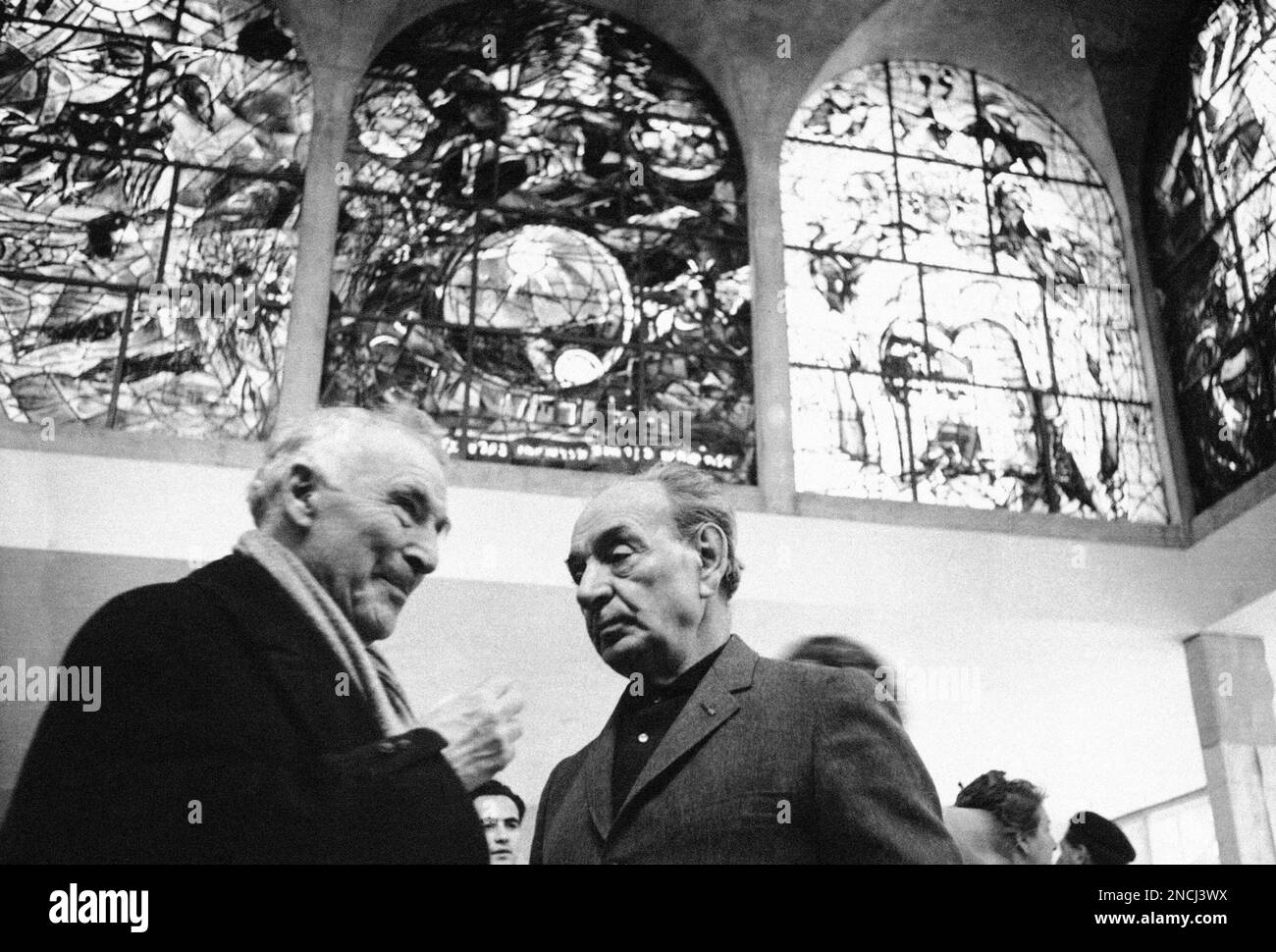 Marc Chagall, left, and Joseph Neufeld discuss light effects of the ...