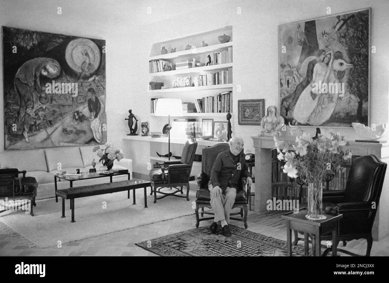 Marc Chagall in the living room of his home in St. Paul de Vence ...