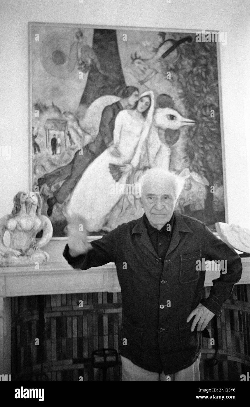 Marc Chagall in the living room of his home in St. Paul de Vence ...