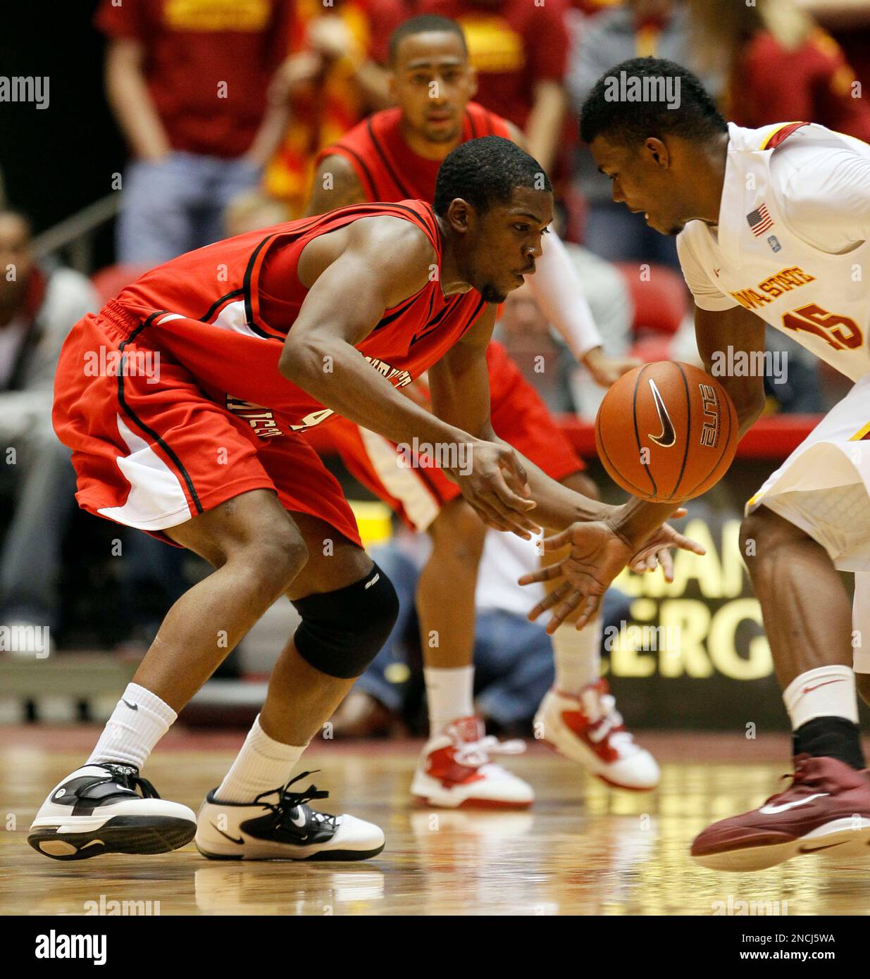 Iowa State forward Calvin Godfrey, right, steals the ball from ...