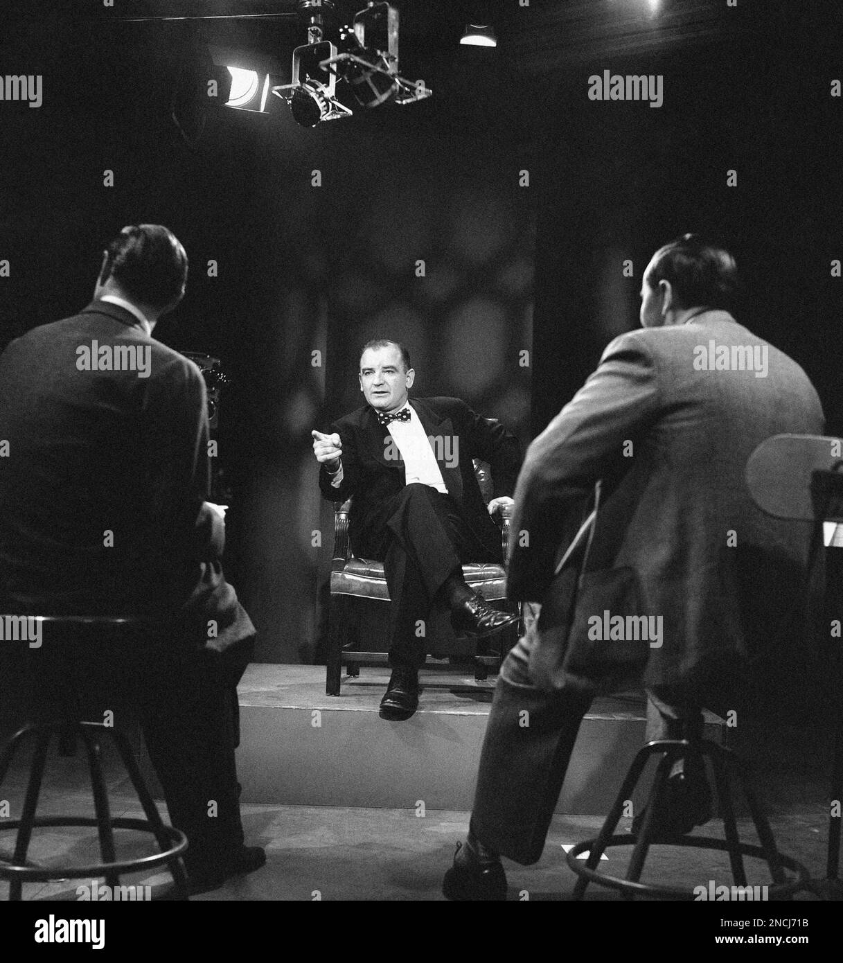 Sen. Joseph R. McCarthy (R-Wis) gestures during heated exchange with his interviewers on ...