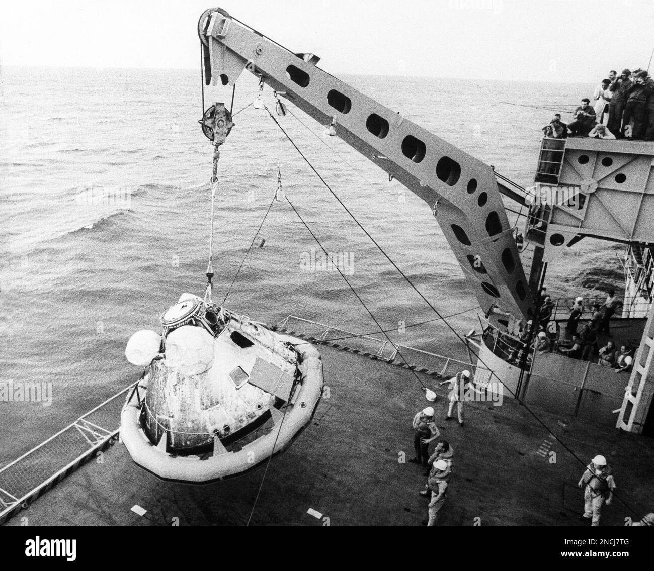 The Apollo 8 spacecraft which took three astronauts to the moon and ...