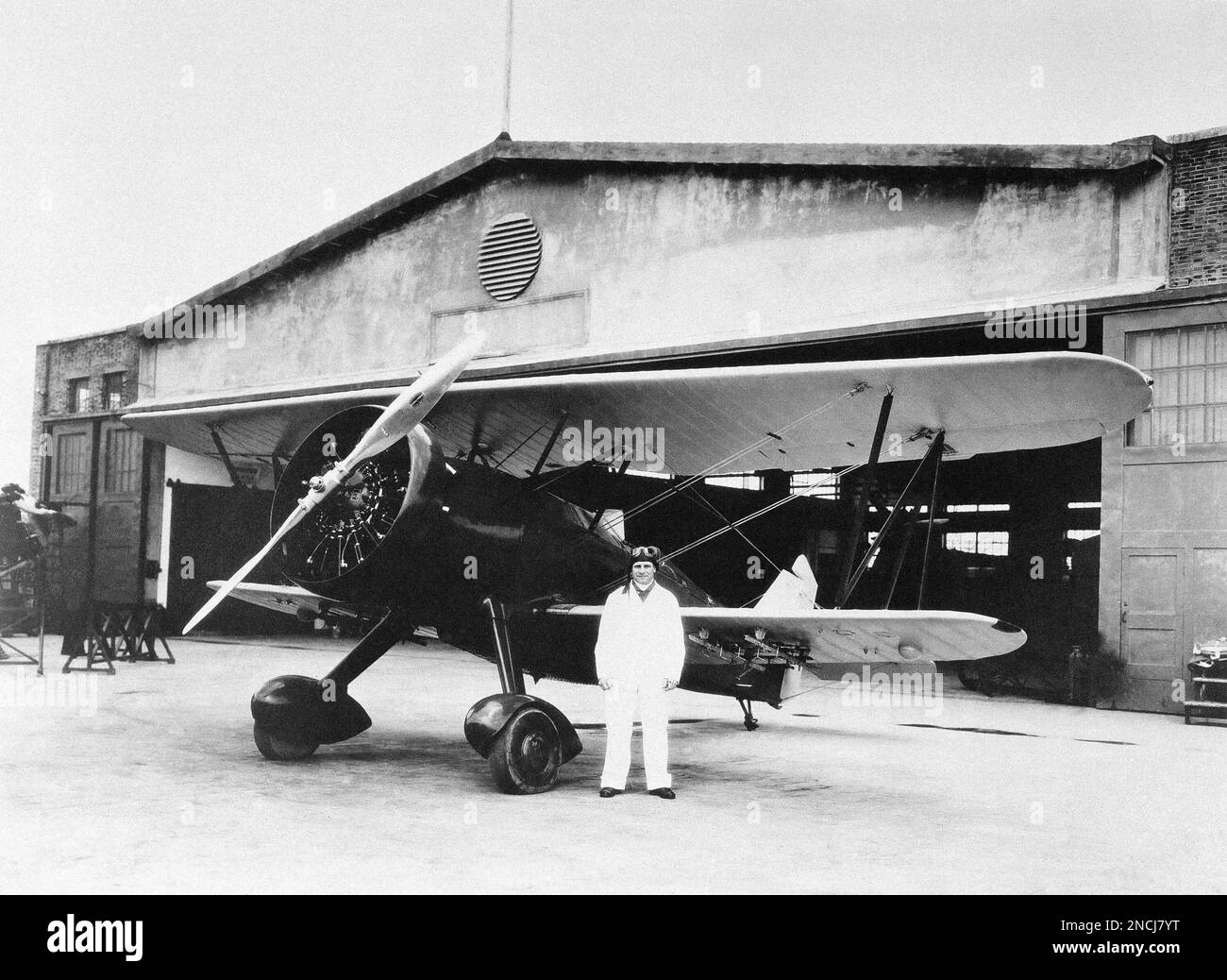 Major James H. Doolittle, famous American pilot, standing in front of ...