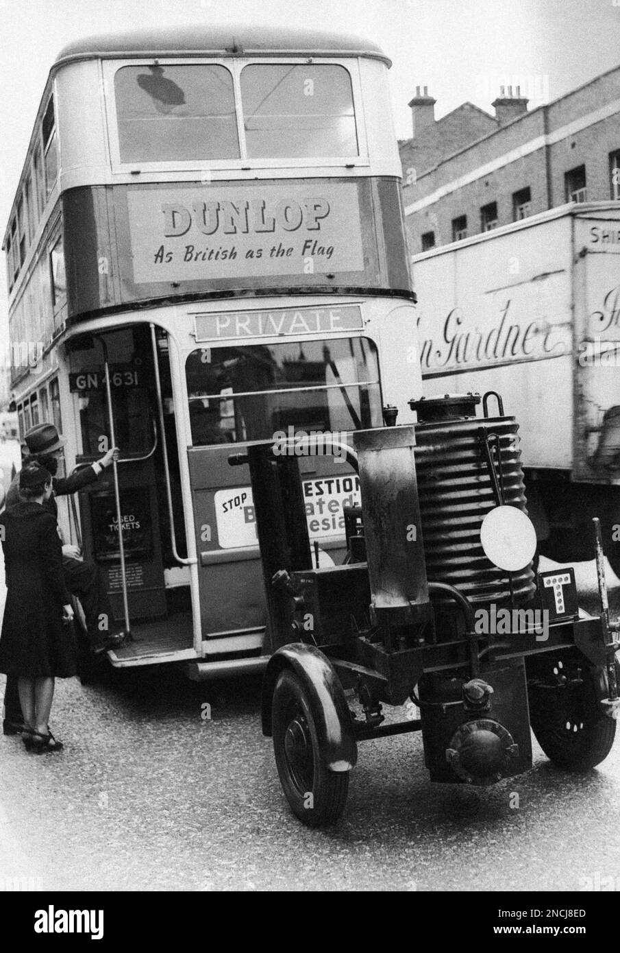 A bus run on producer-gas went into service, in the London transport ...