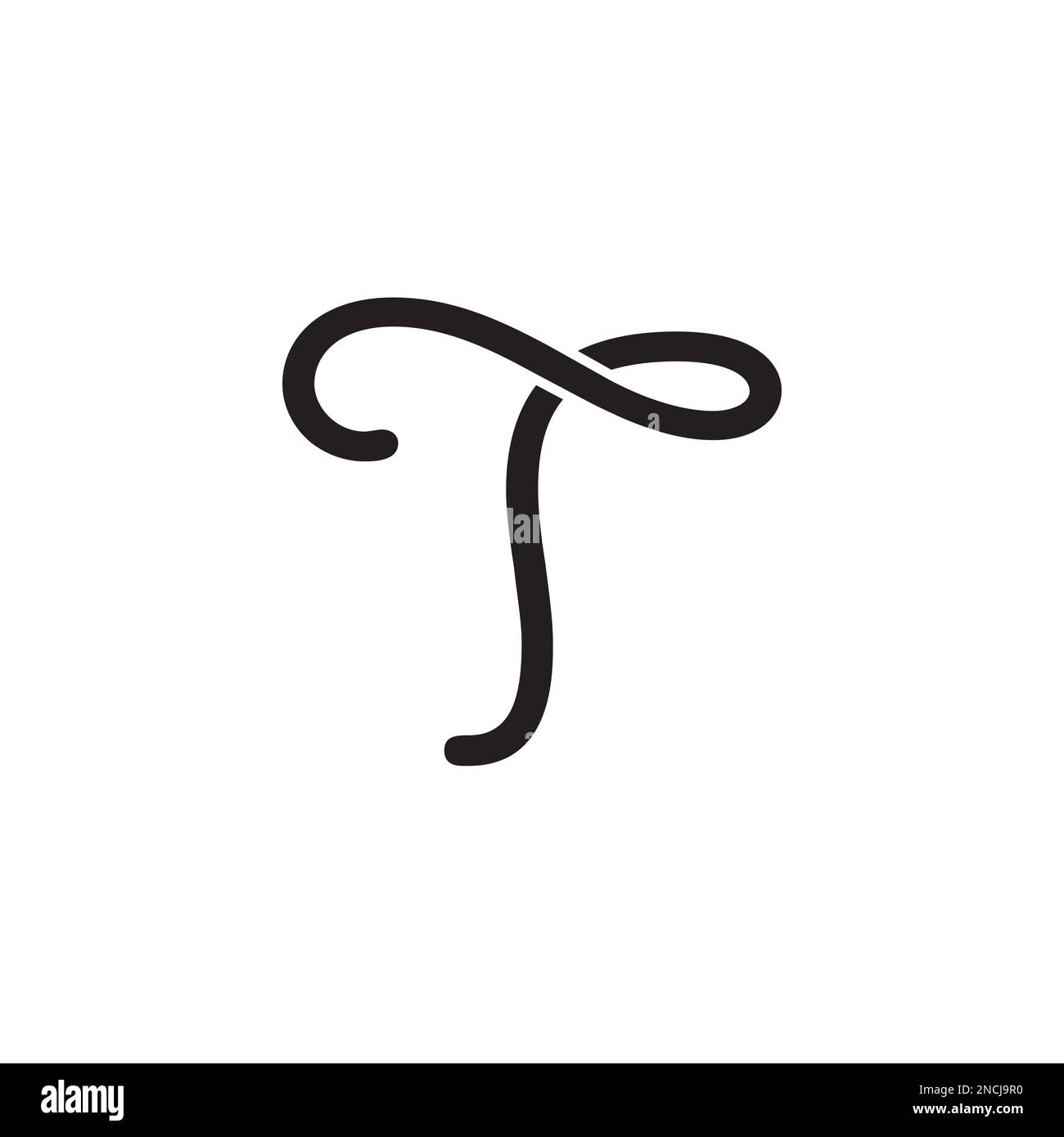 T letter rope knot logo concept design vector isolated on white ...