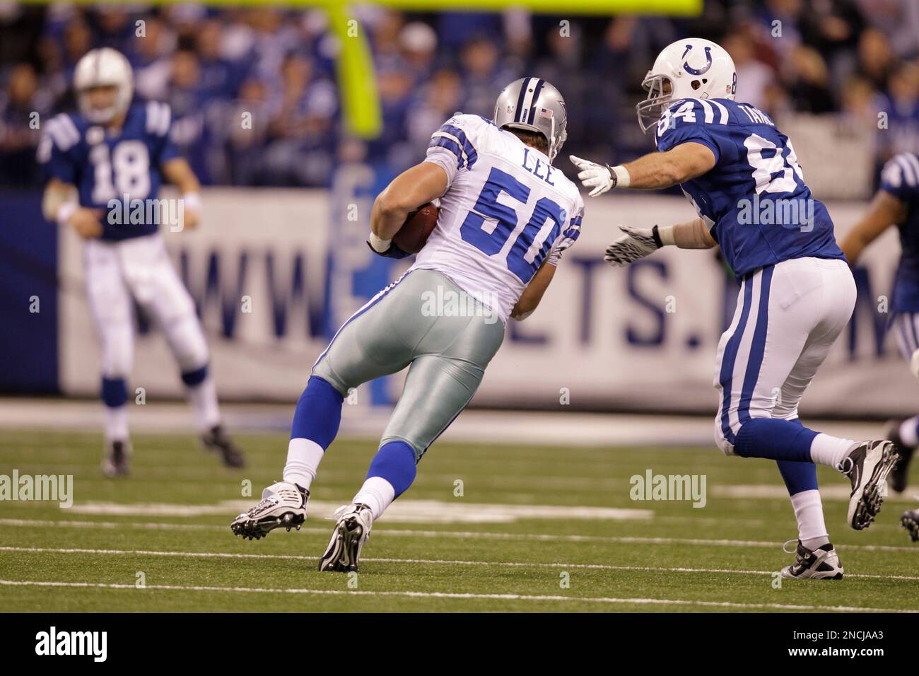 Dallas Cowboys linebacker Sean Lee is chased by Indianapolis Colts ...