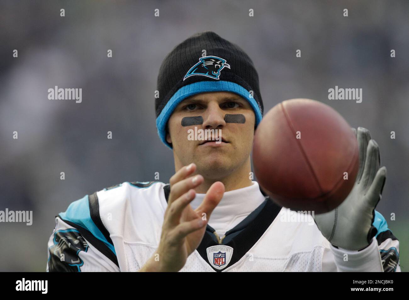 Carolina Panthers quarterback Jimmy Clausen before the NFL football ...