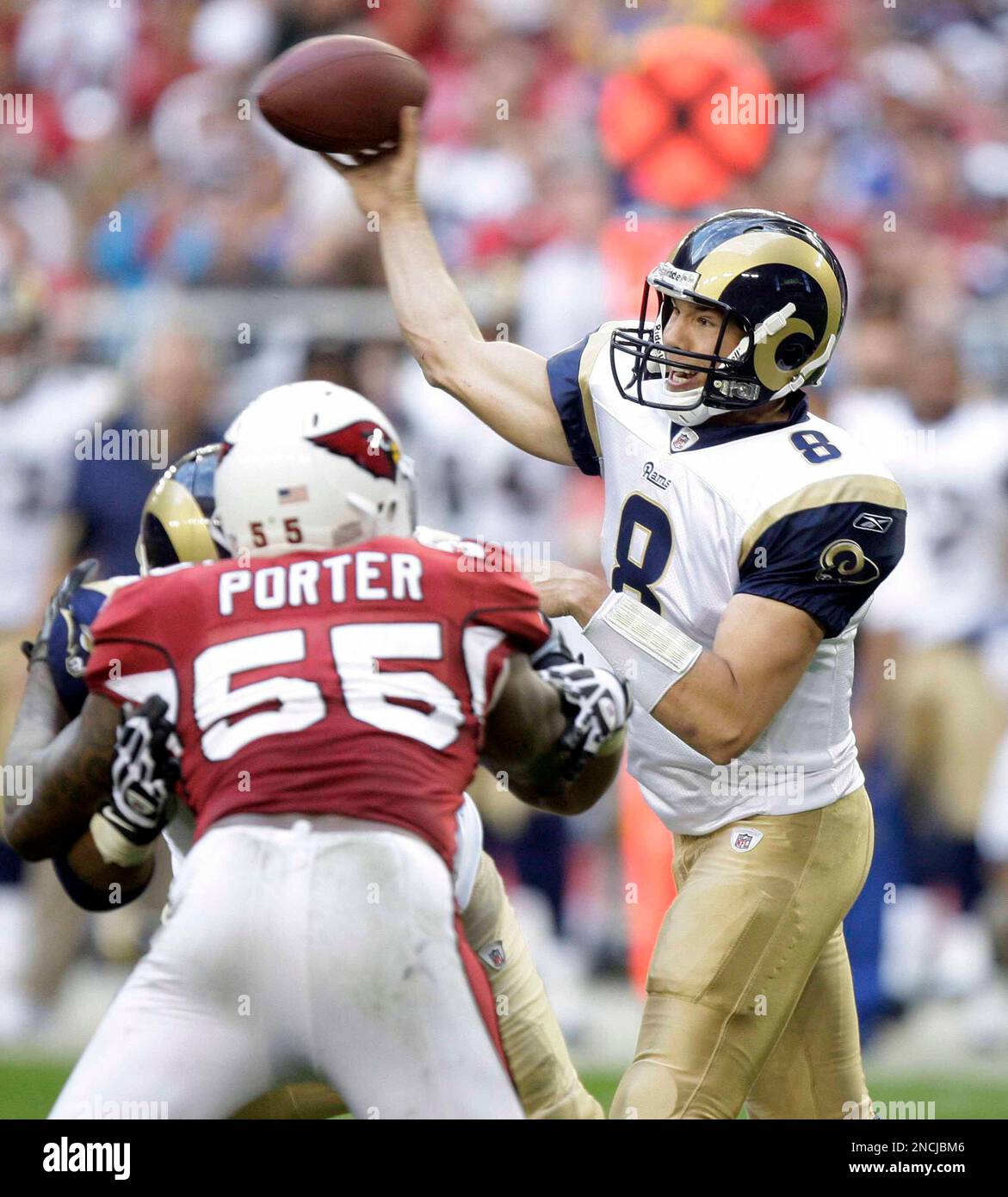 St. Louis Rams quarterback Sam Bradford (8) throws against the Arizona ...