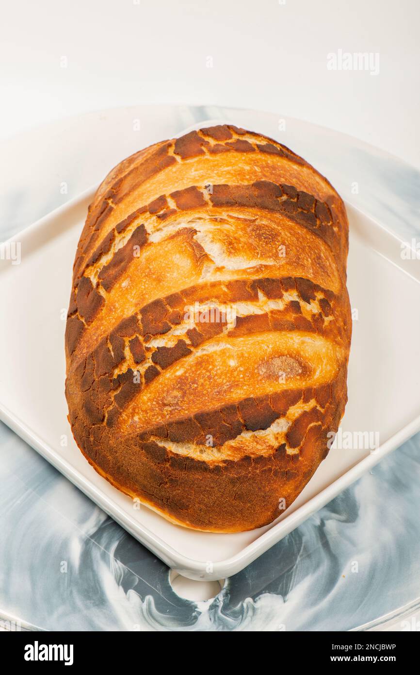 Fresh baked Tiger Sourdough Bread also known as Dutch Crunch Stock ...