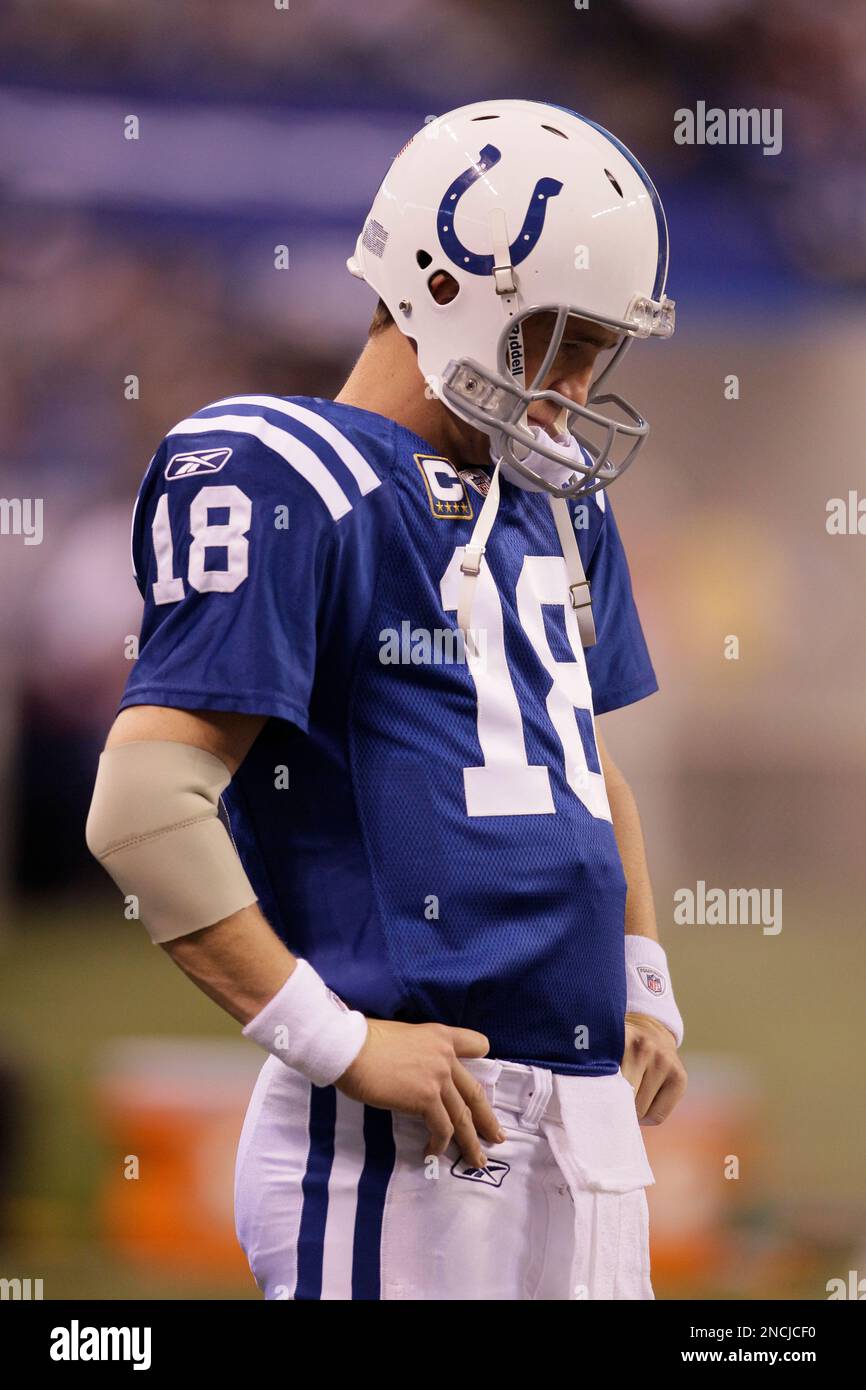 Indianapolis Colts quarterback Peyton Manning after an interception by ...