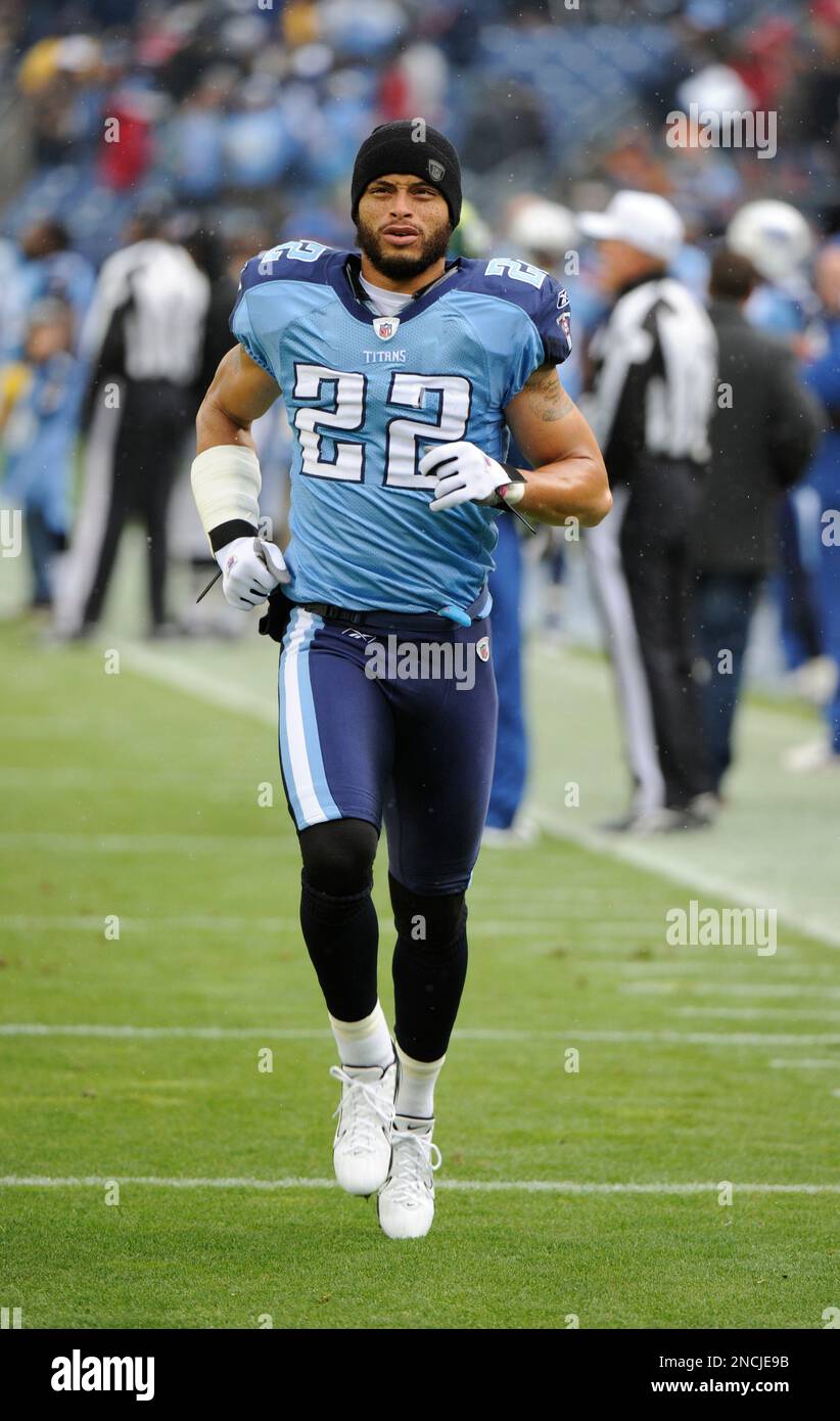 Tennessee Titans safety Vincent Fuller warms up before the start of an NFL football game between ...