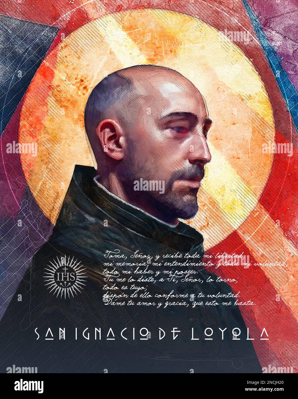 Art potrait of Saint Ignatius of Loyola, Jesuit founder, and his name ...