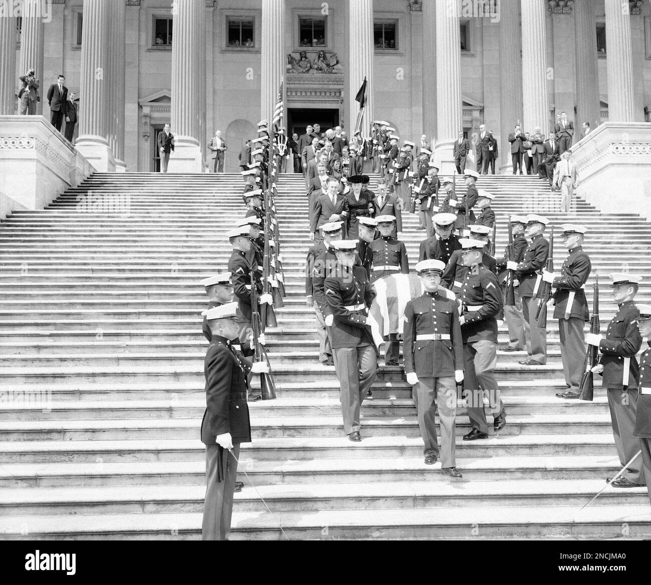 United States Marines carry the body of Senator Joseph McCarthy (R-Wisc ...