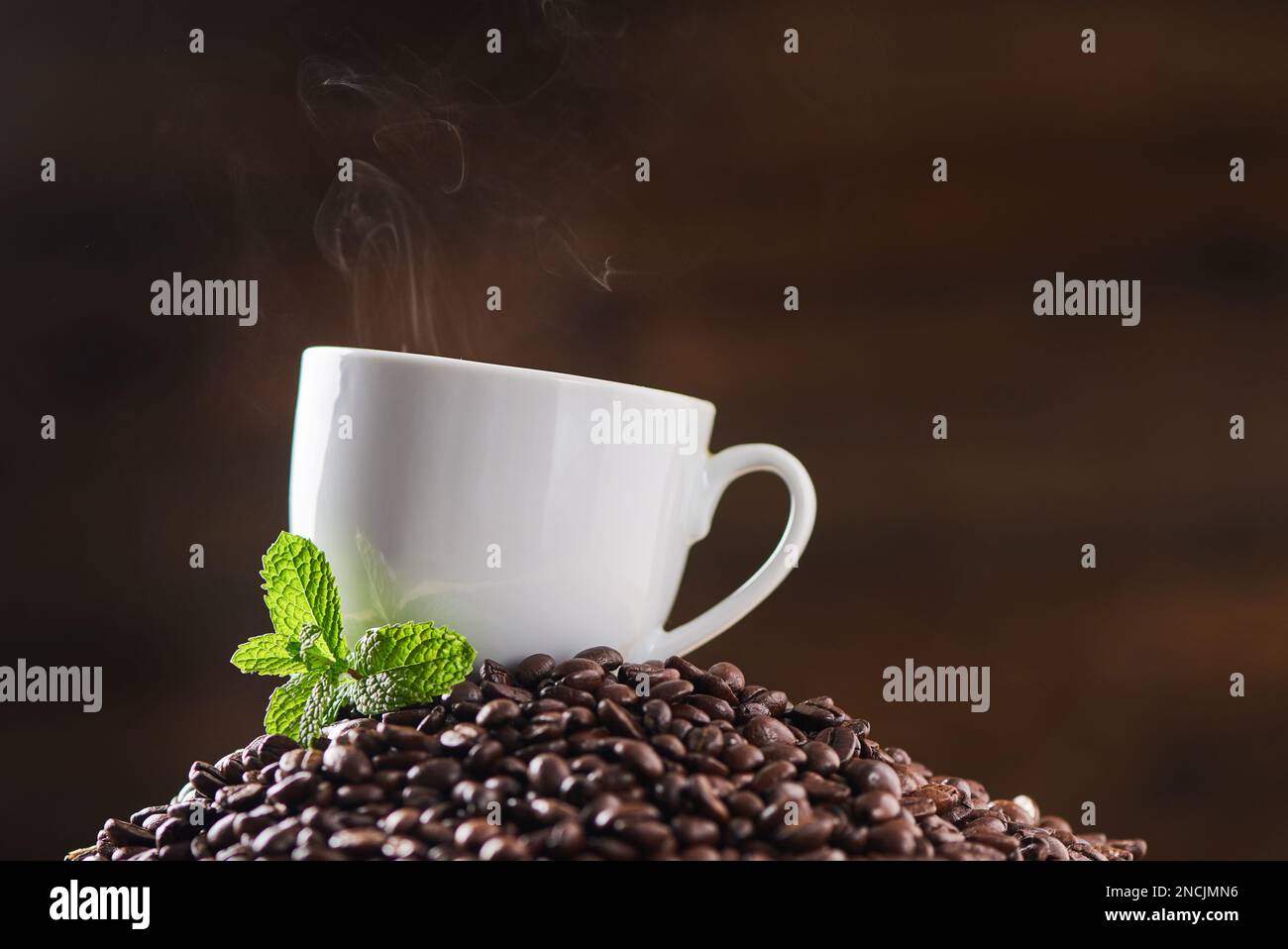 Love is in the air, and it smells like coffee. Closeup shot of a mint ...
