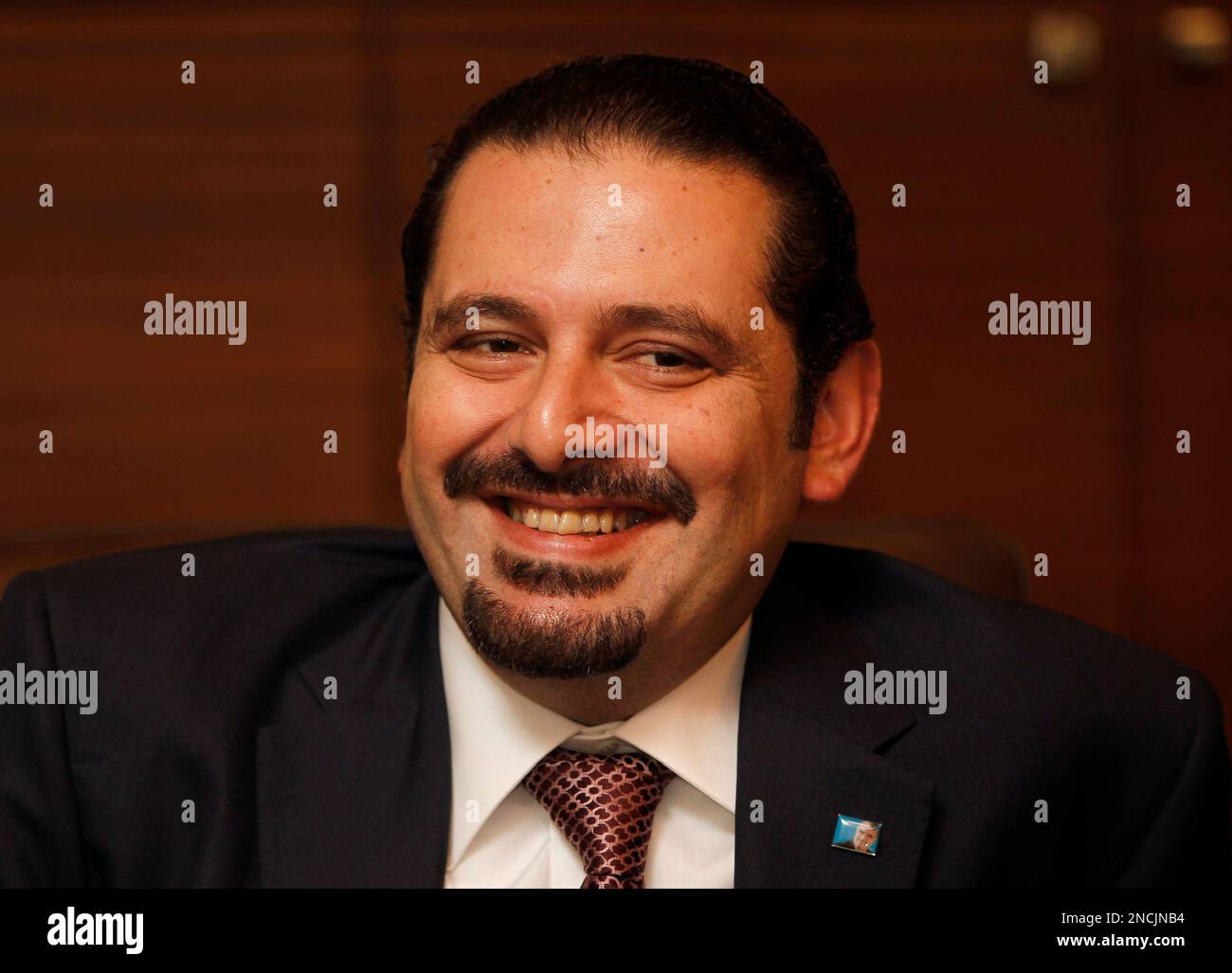 Lebanese Prime Minister Saad Hariri, smiles during an interview with ...