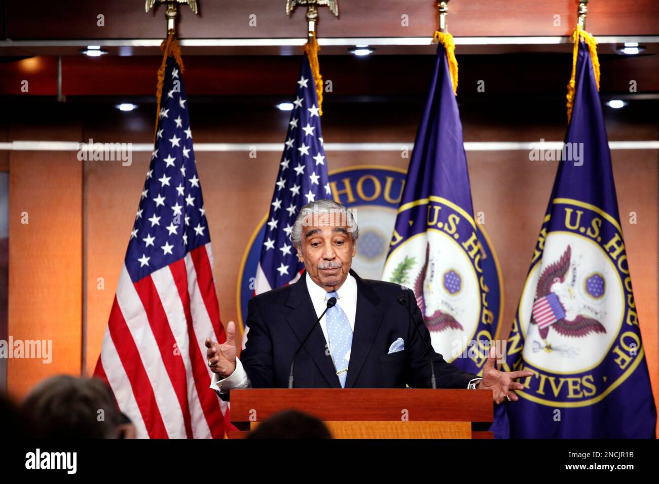 Rep. Charles Rangel, D-N.Y., speaks to the media after he was censured ...