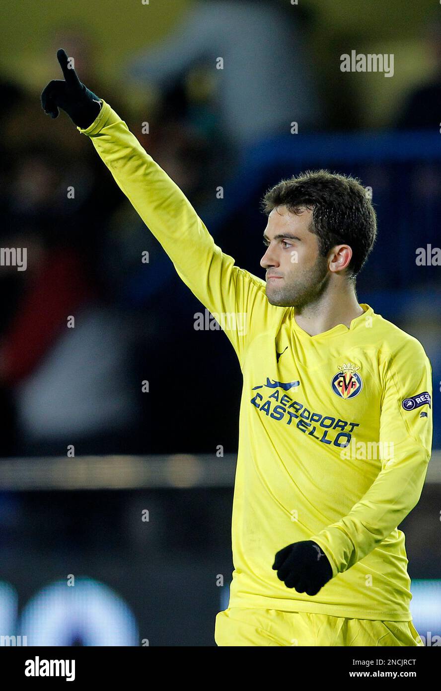 Villarreal's Giuseppe Rossi celebrates, after scoring his second goal ...
