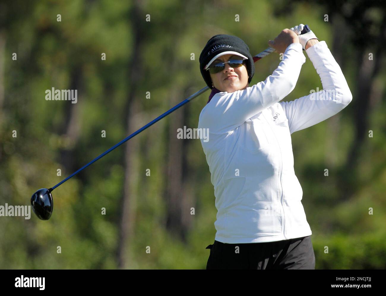 Leta Lindley hits a shot from the second tee during the first round of ...