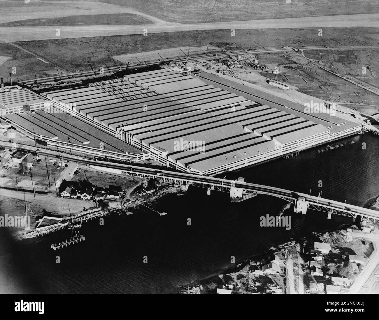 Aerial view of Boeing Aircraft Co., plant at Seattle, Washington June ...