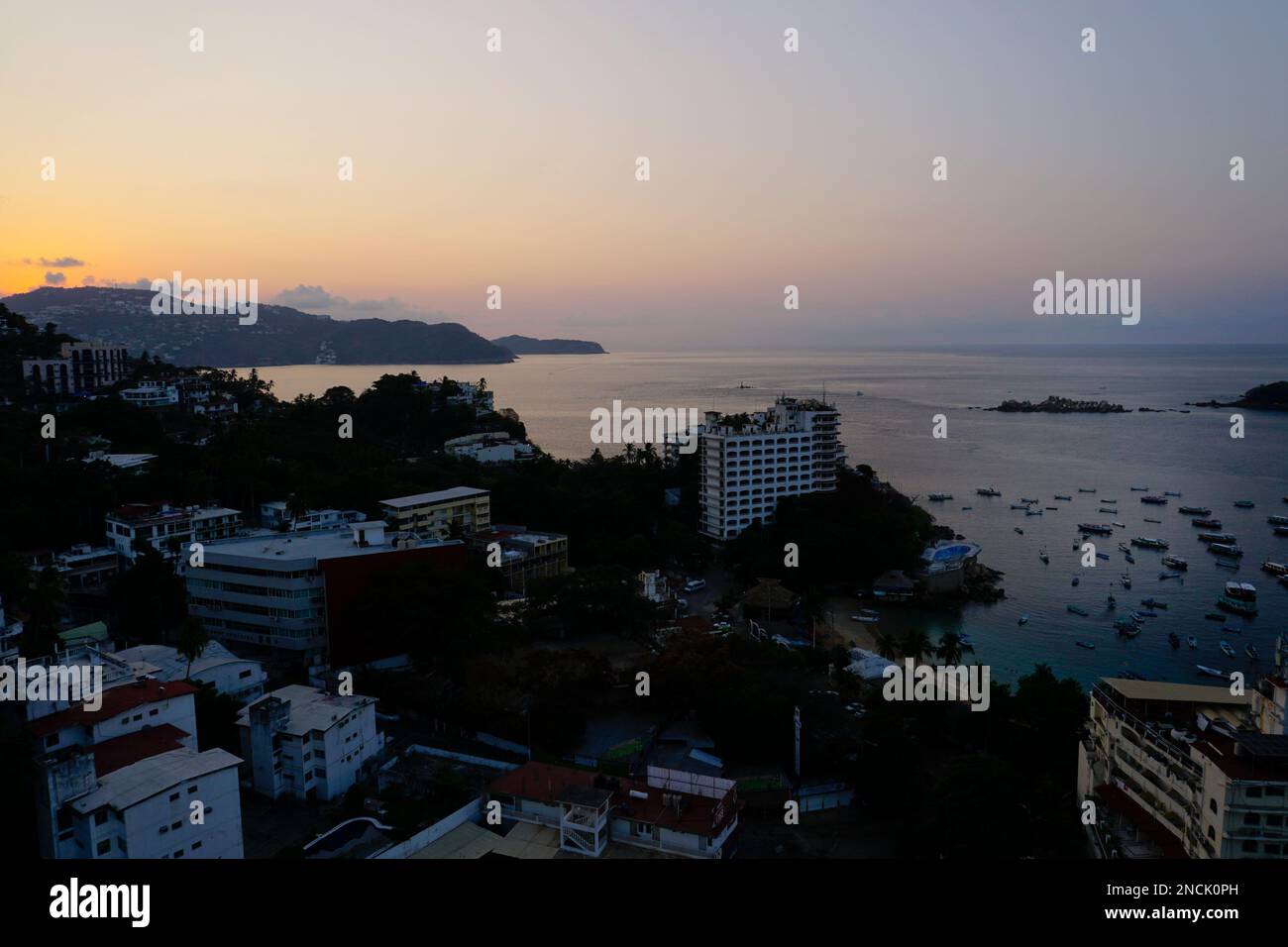 Las Playas and Caleta neighborhood, Acapulco, Mexico, morning sunrise ...