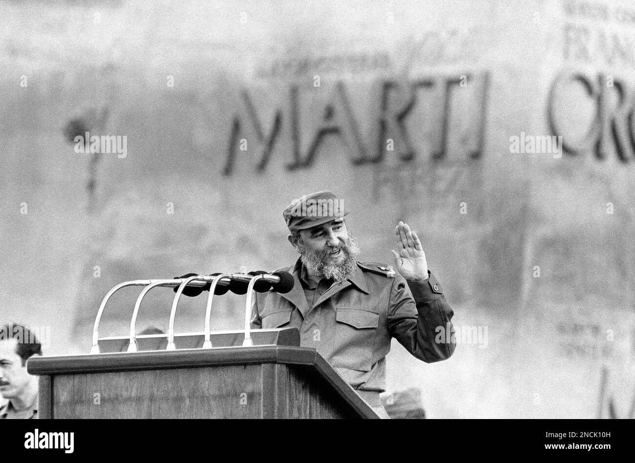 Cuban President Fidel Castro waves to the crowd in Guantanamo, Cuba on ...