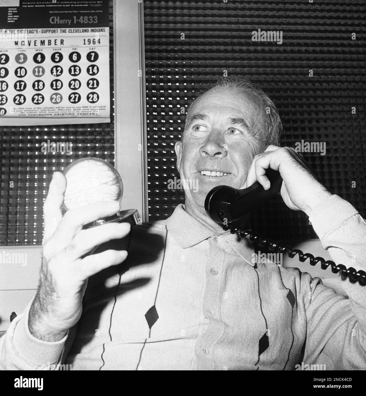 George “Birdie” Tebbetts, Manager of the Cleveland Indians, is shown ...
