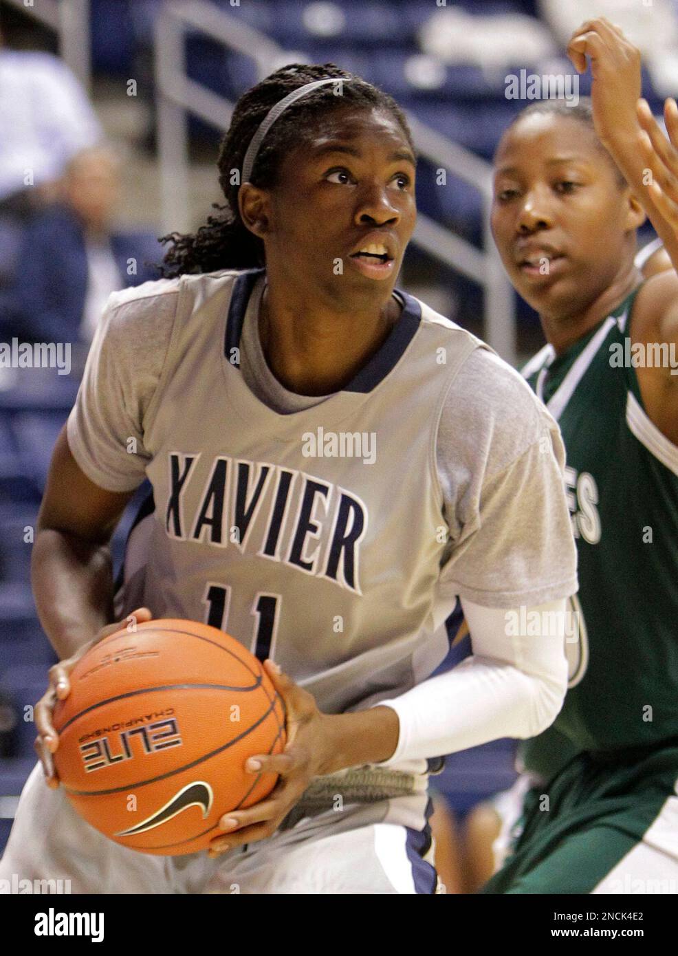 Xavier forward Amber Harris drives past Mississippi Valley State ...