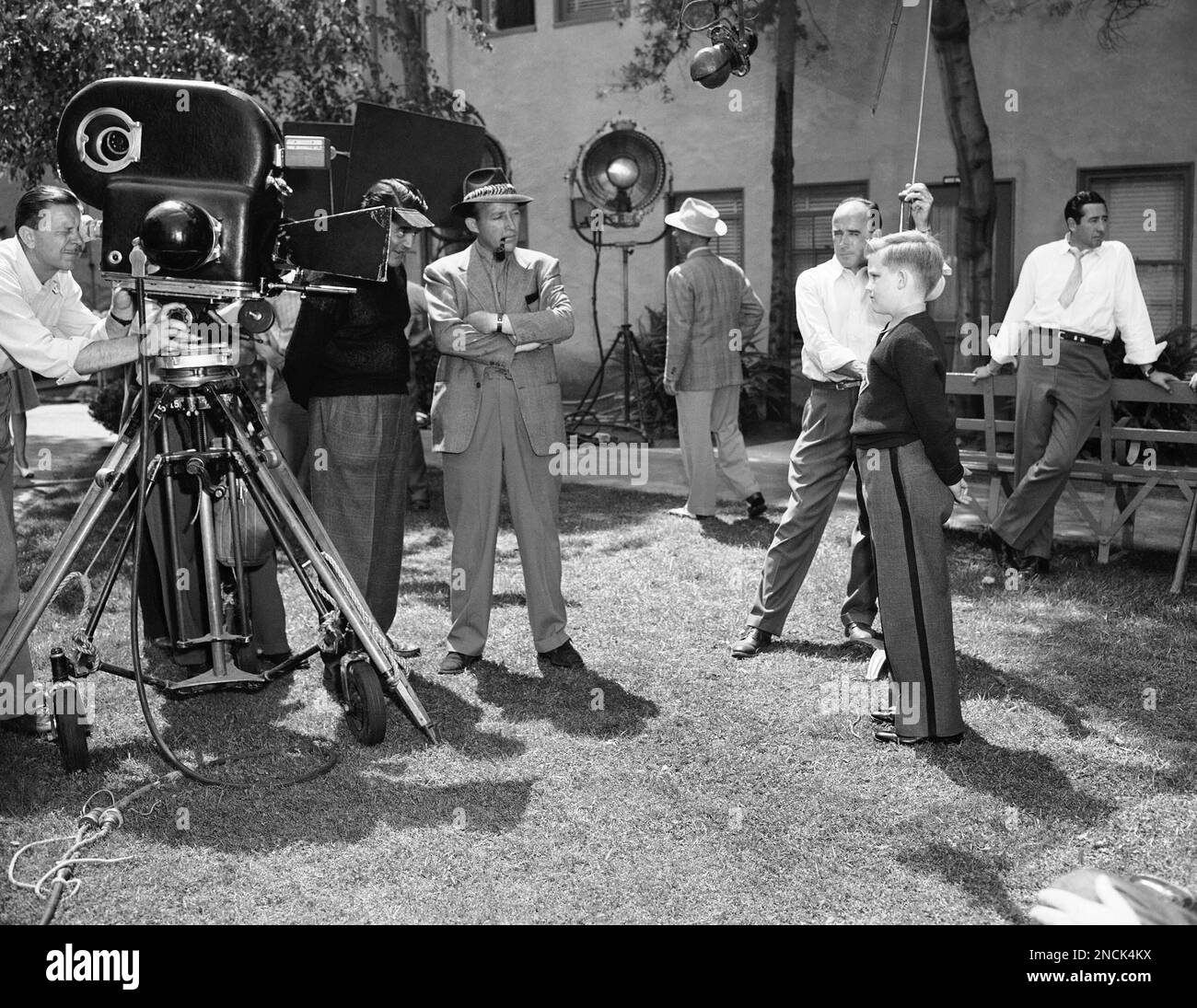 Bing Crosby’s oldest son, Gary Evan, 11, faces a movie camera in a War ...
