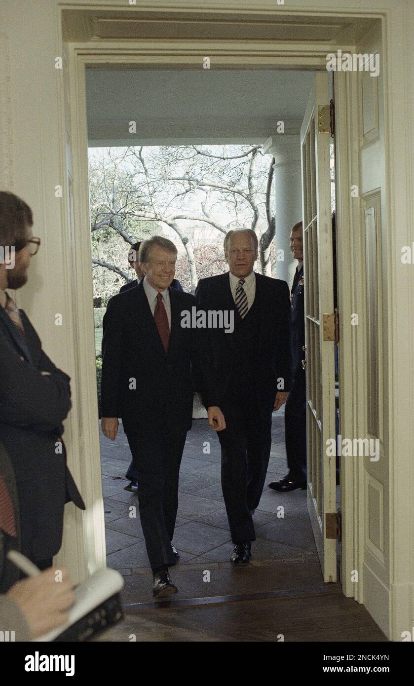President Jimmy Carter with former President Gerald Ford at the White ...