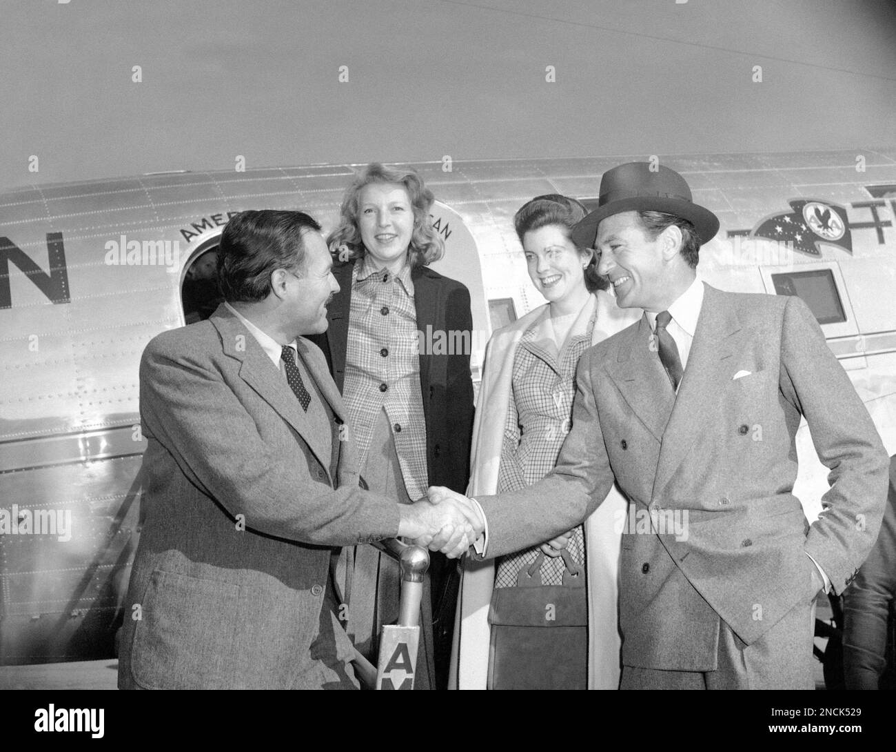 From left to right are Ernest Hemingway, Mrs. Martha Gellhorn Hemingway ...