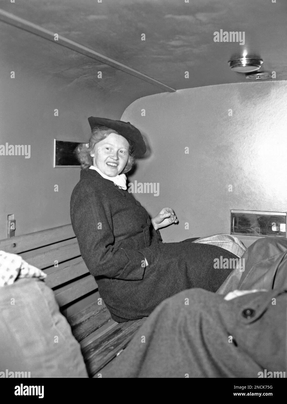 Ilse Koch brightly smiling inside German police van before leaving the ...