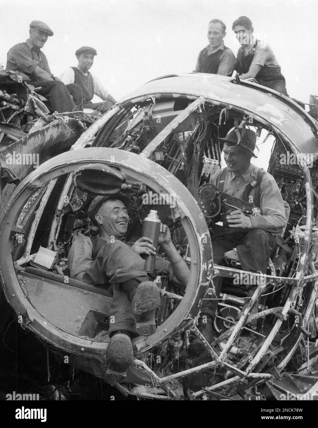 British workmen, employed in the reclamation of materials salvaged from ...