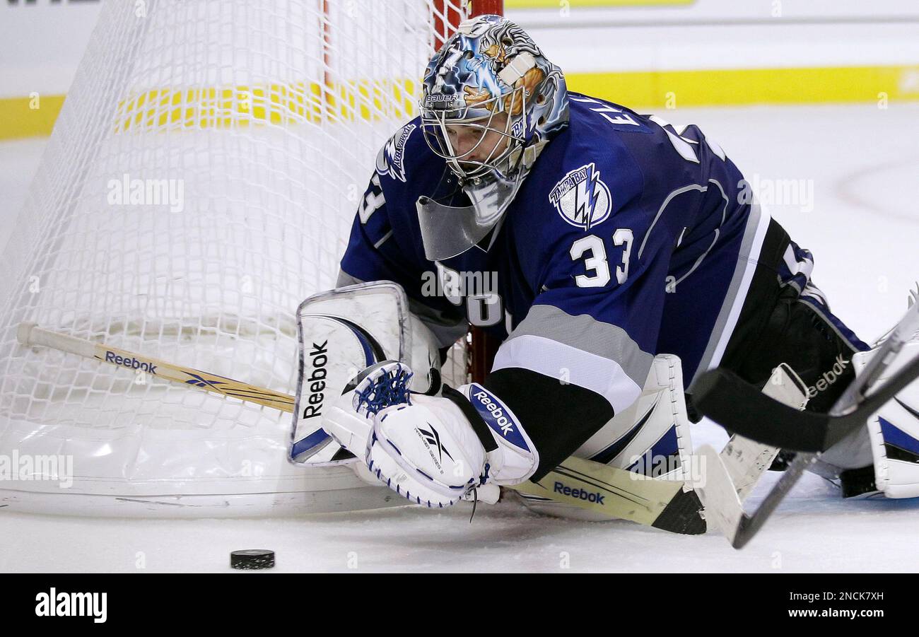 Tampa Bay Lightning goalie Dan Ellis (33) during an NHL game against ...