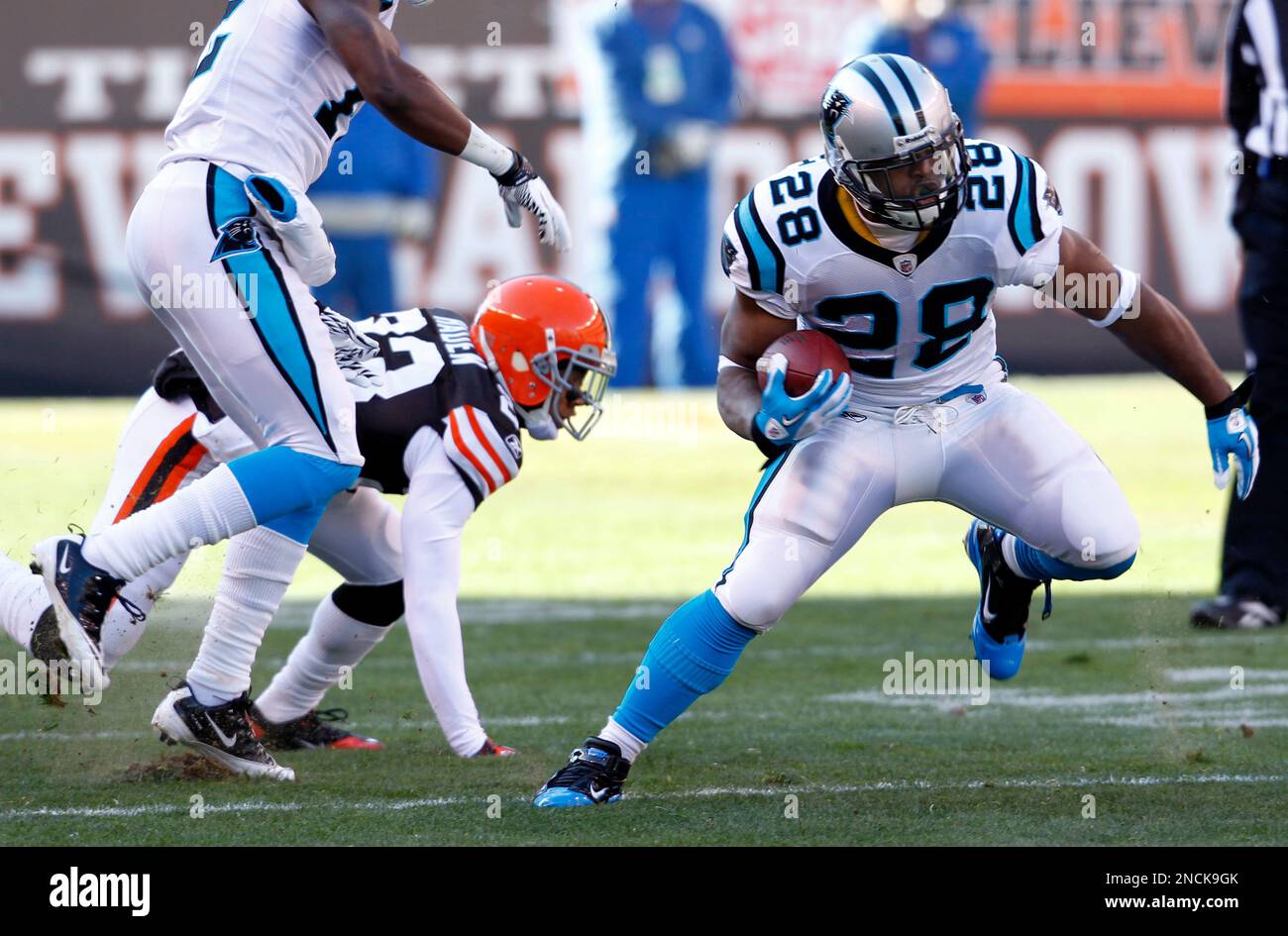 Carolina Panthers running back Jonathan Stewart (28) runs with the ball ...
