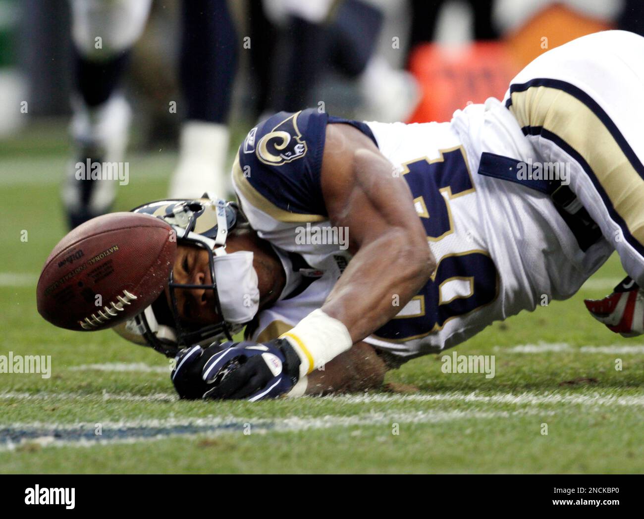 St. Louis Rams wide receiver Danario Alexander is tackled at the goal ...
