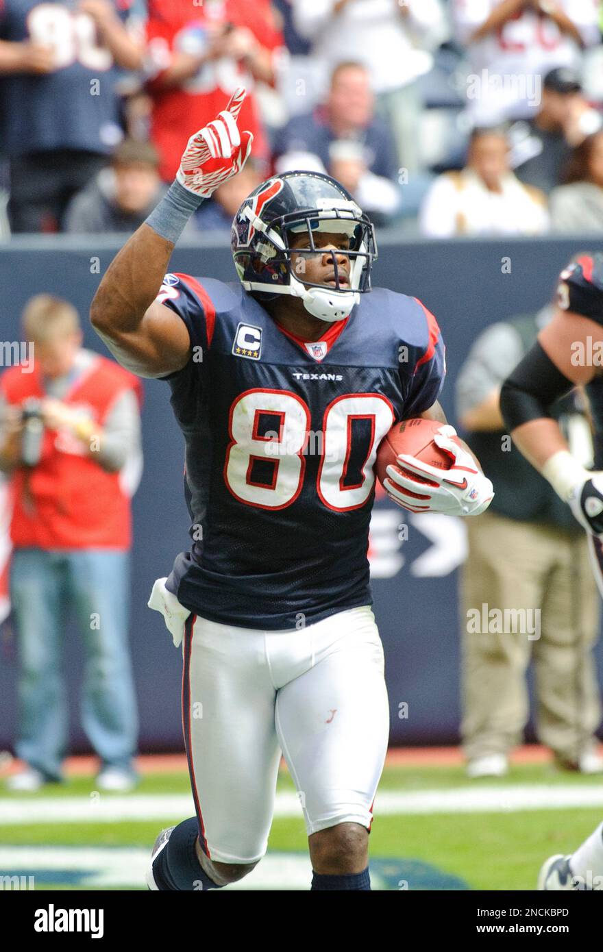 Houston Texans Andre Johnson celebrates a touchdown catch during an NFL ...