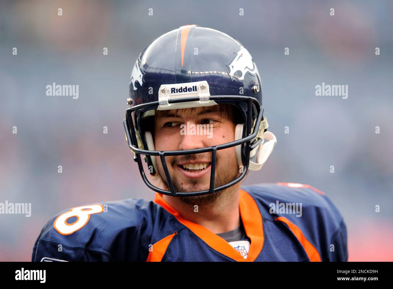 Denver Broncos quarterback Kyle Orton looks on prior to the start of an ...
