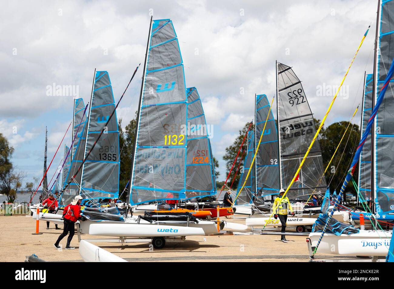 Weta boats being prepared for the race, Australian Weta Class National ...