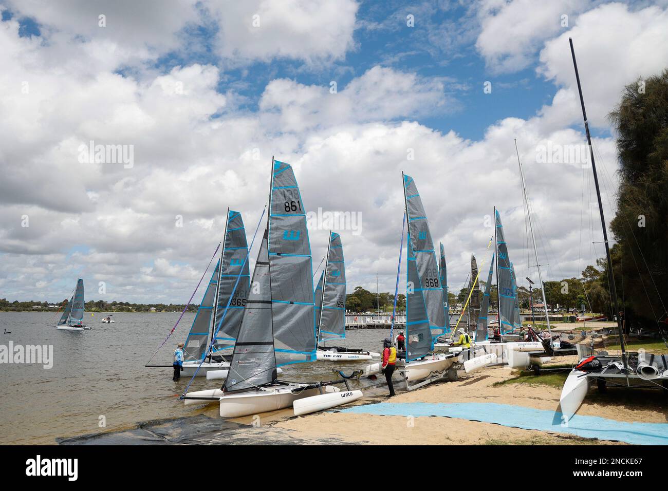 Weta boats in the water getting ready for the race, Australian Weta ...